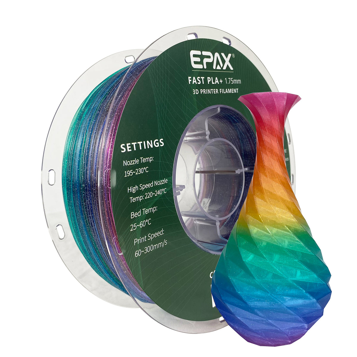 EPAX Fast PLA+ Filament Crystal Candy Rainbow, 1.75mm 1KG (2.2LB) – EPAX 3D